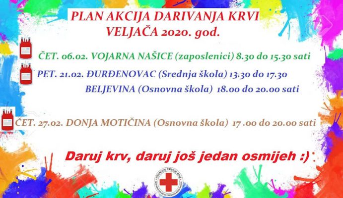 Plan akcija dobrovoljnog darivanja krvi za veljaču - TV Nasice.com